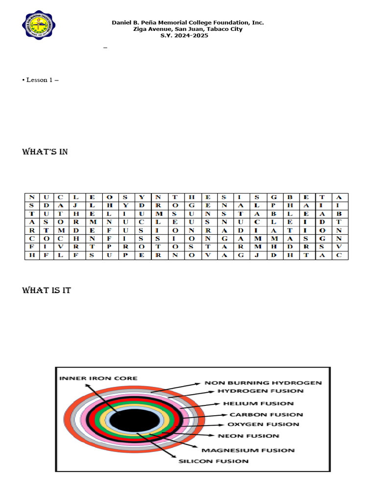 PhySci Module 1 Formation of Elements | PDF | Stars | Chemical Elements