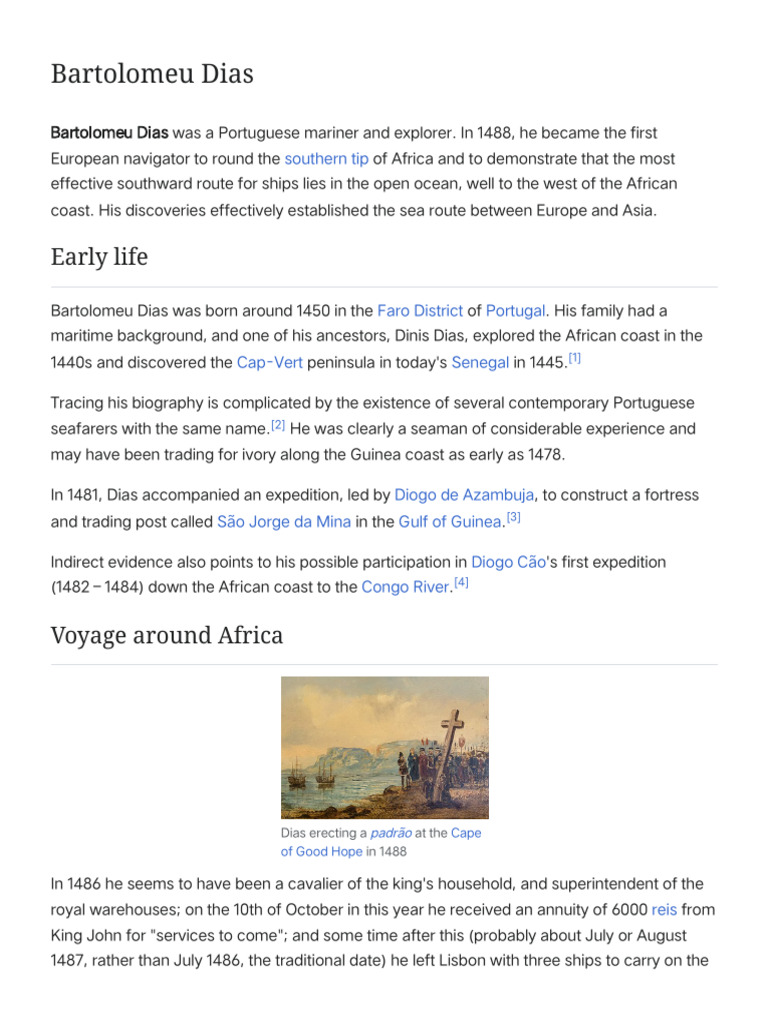 Bartolomeu Dias - Wikipedia | PDF | Portugal | Exploration