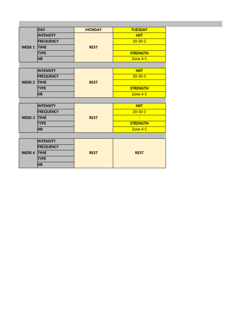 Danica Training Program | PDF | High Intensity Interval Training