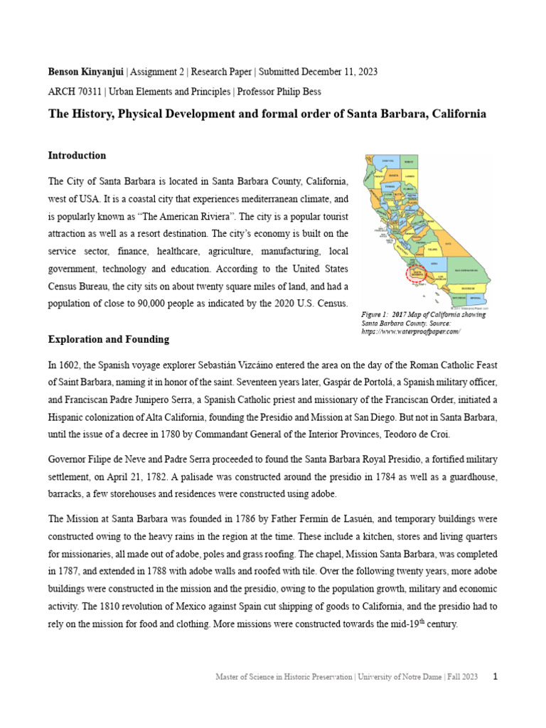 The History, Physical Development and Formal Order of Santa Barbara, California - Benson ...