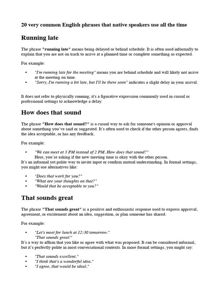 20 Very Common English Phrases | PDF | Thought | Knowledge
