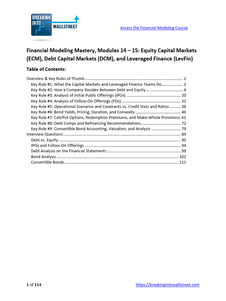 15 DCM ECM LevFin Guide | PDF | Stocks | Debt