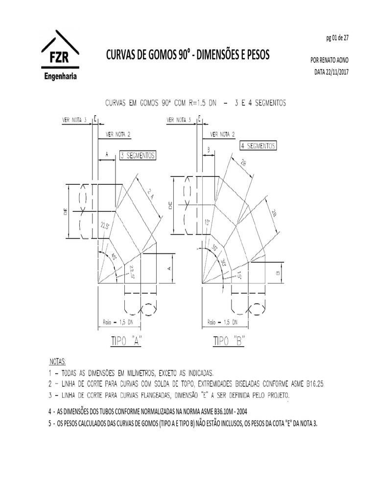 Curva de Gomo - ângulo de 90 - FZR | PDF | Plomería | Ingeniería mecánica