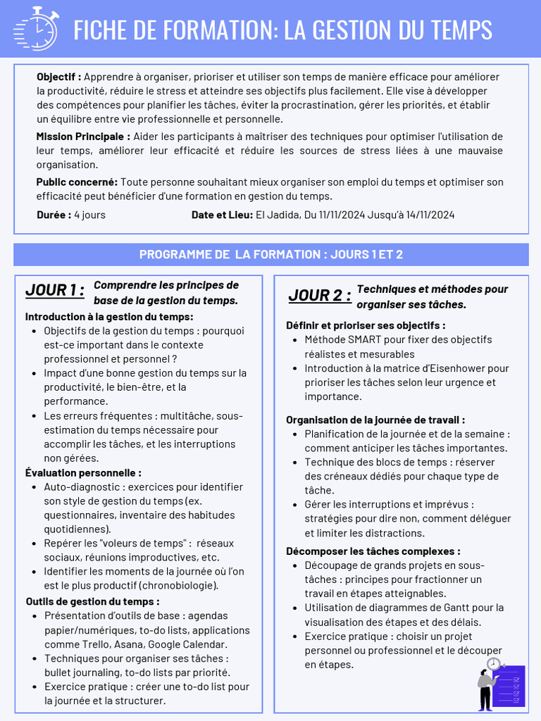 Formation en Gestion du Temps | PDF | Gestion du temps | Compétences ...