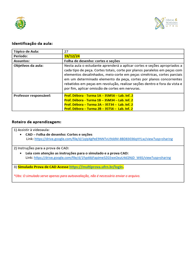 Roteiro de Aprendizagem CAD | PDF