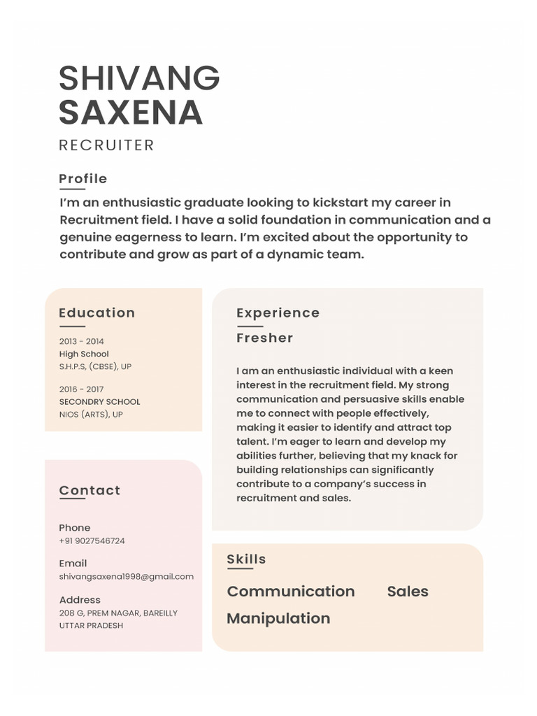 Shivang Saxena Resume Pdf