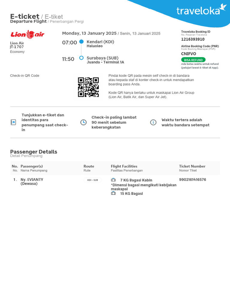 Flight#1 Muhammad Alif Ditya Ismail Kdi Cnifvo Sub Flight_originating | PDF