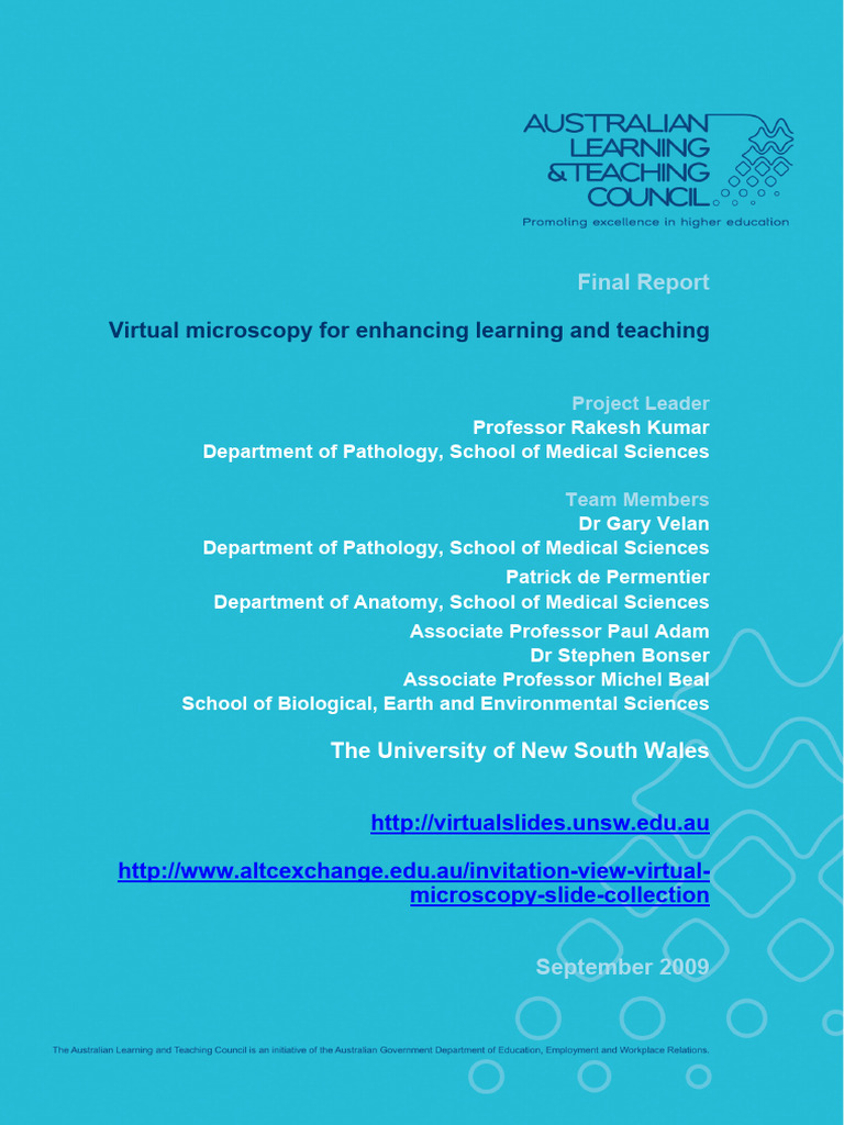 CG7-398 - UNSW - Kumar - Final Report - Sept09 | PDF | Microscope ...