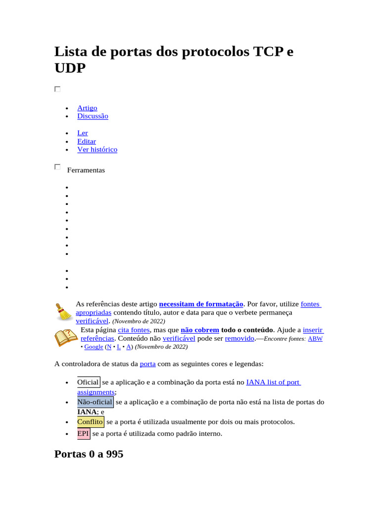 Portas TCP e UDP: Lista Completa | PDF | Porta (rede de computadores ...