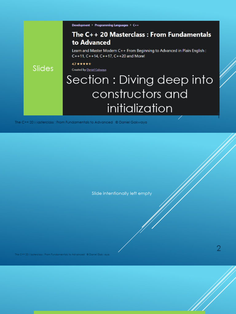 Section Diving Deep Into Constructors and Initialization Slides | PDF ...