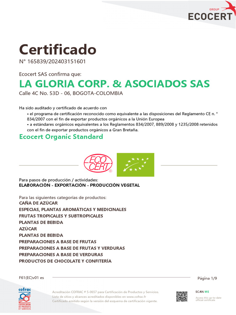 LGC - Certificate EOS - ND | PDF | Chocolate | Melaza