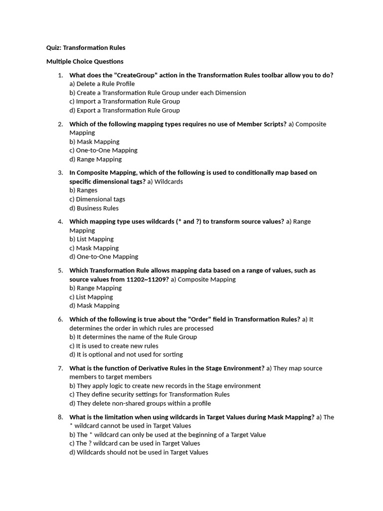 Quiz Transformation Rules | PDF | Xml | Computing