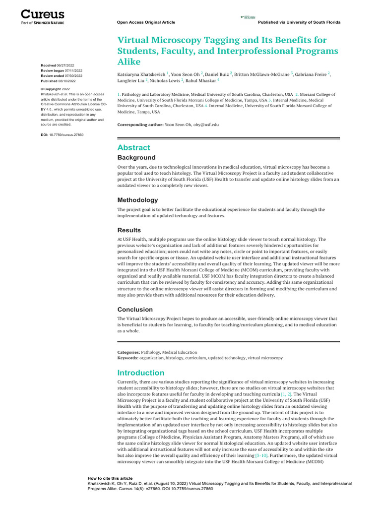 Virtual Microscopy Benefits for Education | PDF | Histology | Curriculum