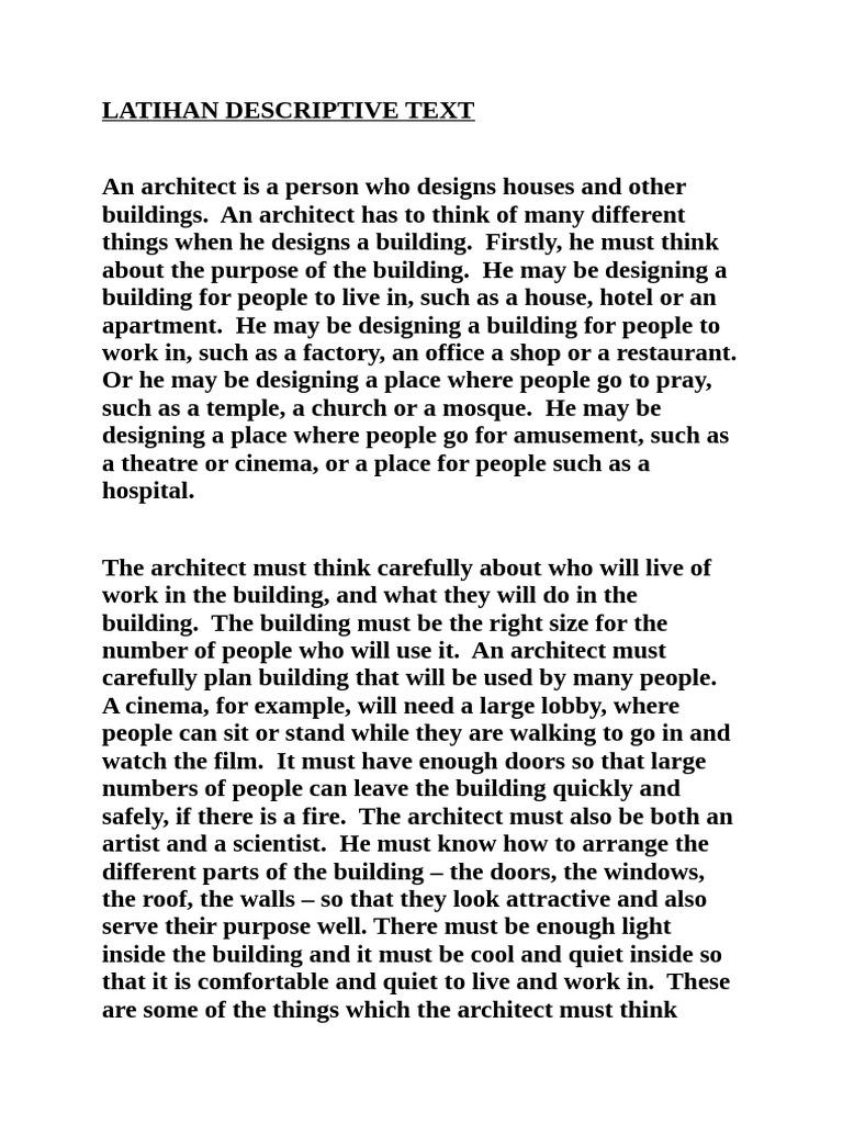 Descriptive Text for Architecture Students | PDF