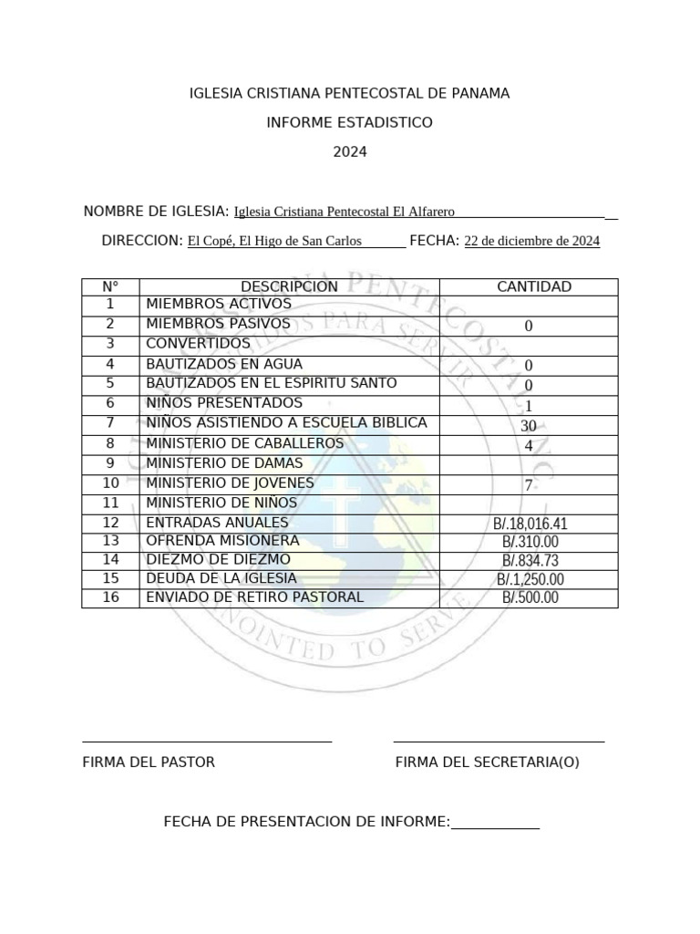 Informe Estadistico | PDF