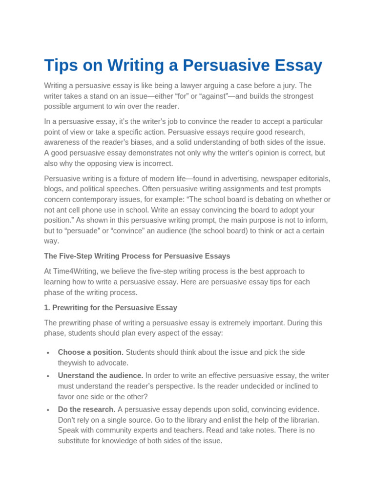 Tips on Writing a Persuasive Essay (2) | PDF | Essays | Persuasion
