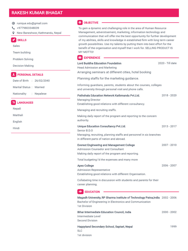 CV_Rakesh Bhagat | PDF | Nepal