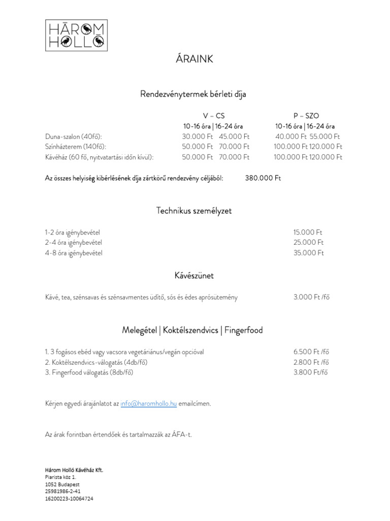 Harom_Hollo_Listaarak | PDF