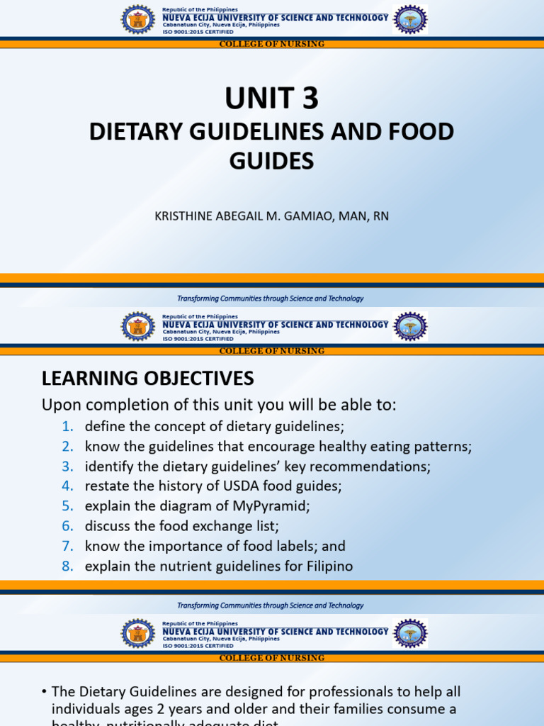 UNIT 3 | PDF | Healthy Diet | Foods