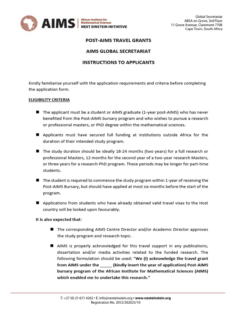 2.Post-AIMS-Travel_Grants_Instructions-to-Applicants_2015 | PDF ...