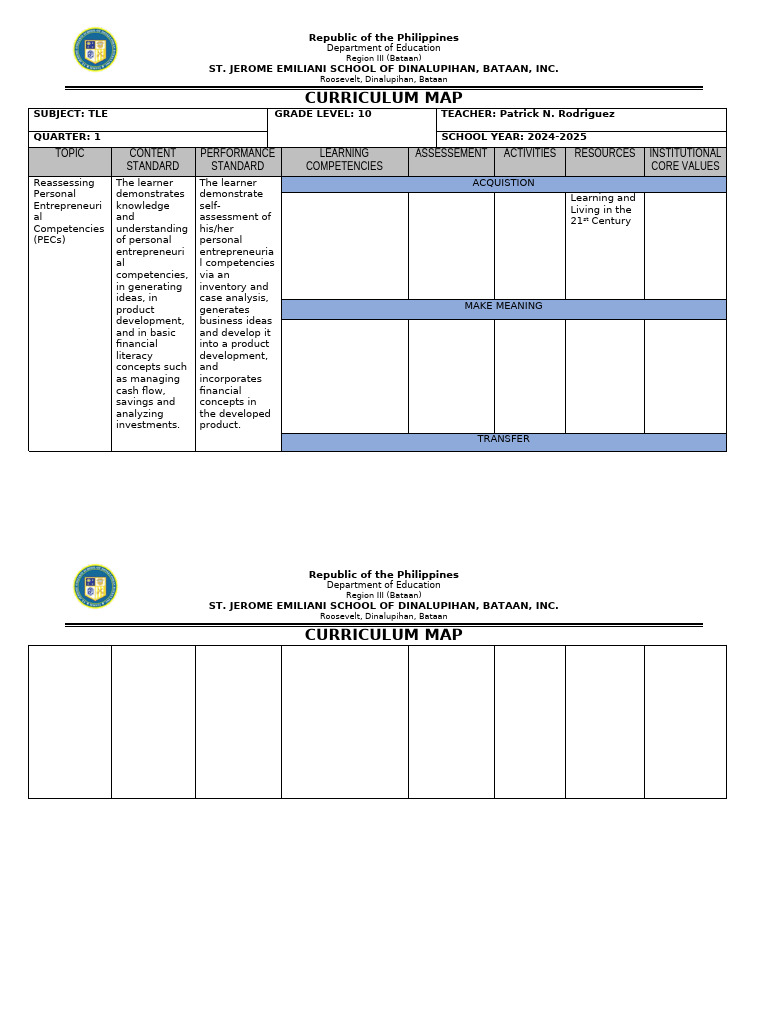 Cmap-Grade 7 1ST Quarter Lesson 1 | PDF | Curriculum | Learning