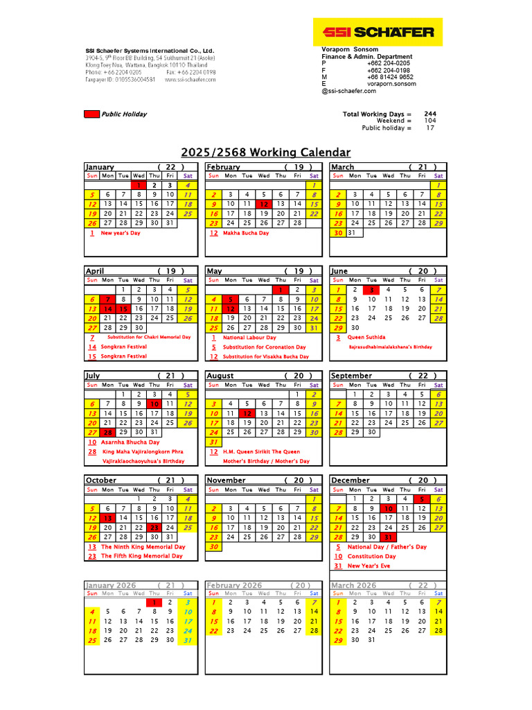 SSI - TH Working Calendar 2025 | PDF | Festival | Entertainment Events