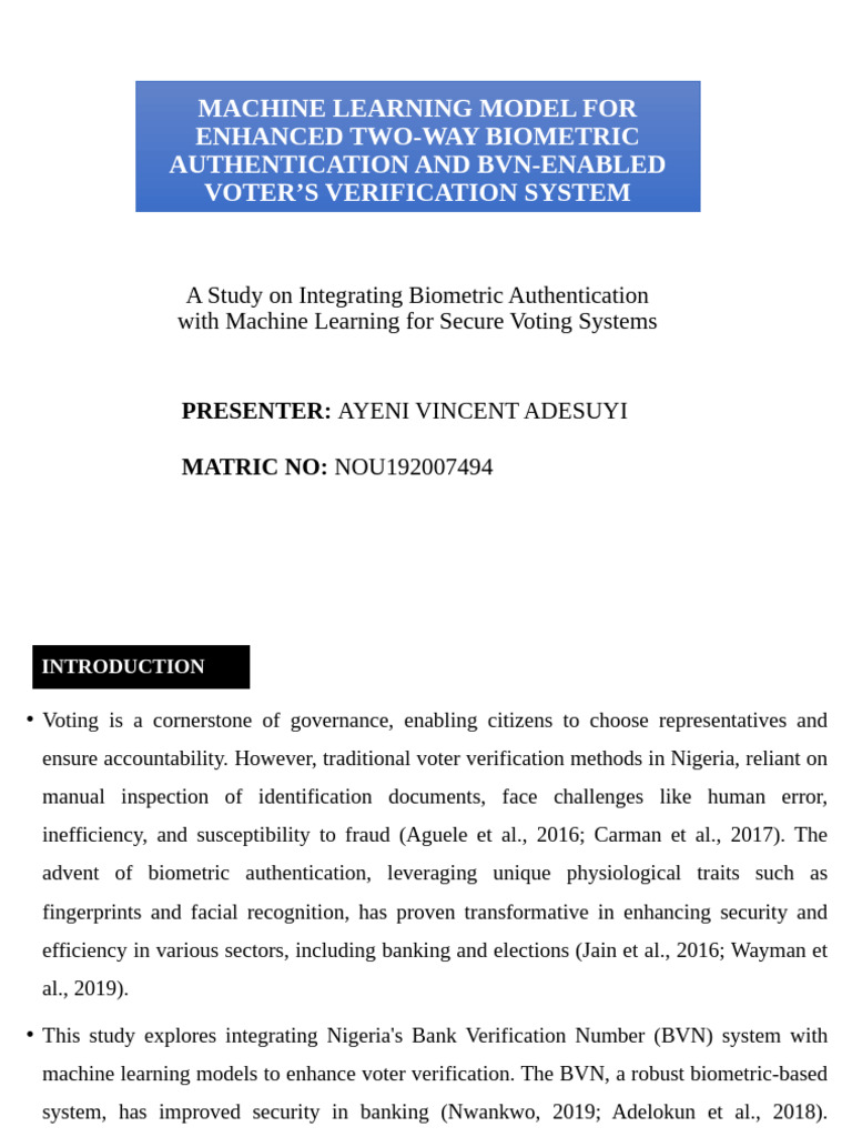 BVN-Enabled Biometric Voting Model | PDF | Biometrics | Electronic Voting