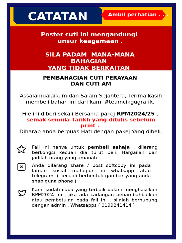 3 CUTI PERAYAAN KUMPULAN B RPM2024,25 D01 CIKGUGRAFIK v2 1 | PDF