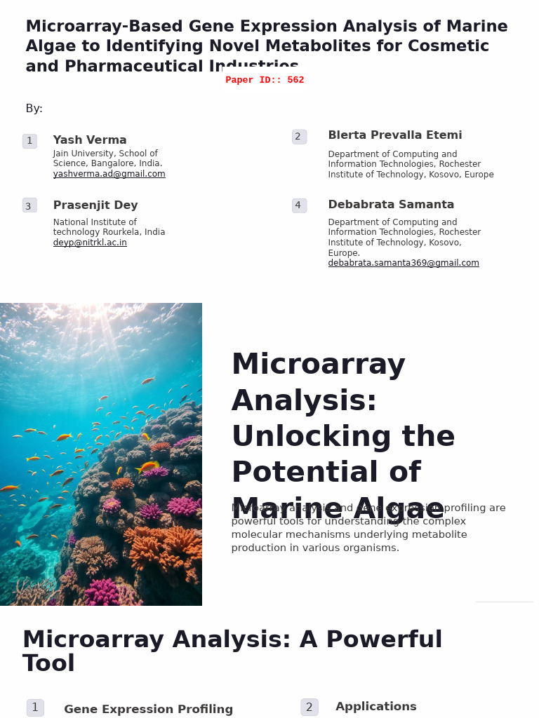 Microarray-Based Gene Expression Analysis of Marine Algae To ...