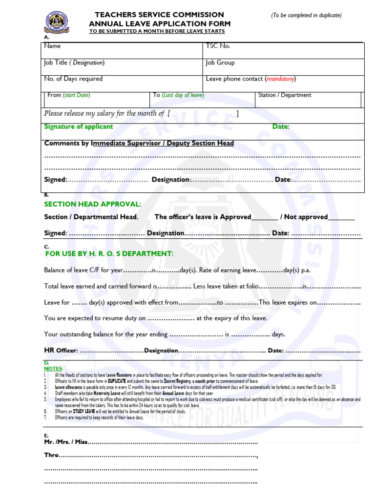 Leave Form | PDF | Labor