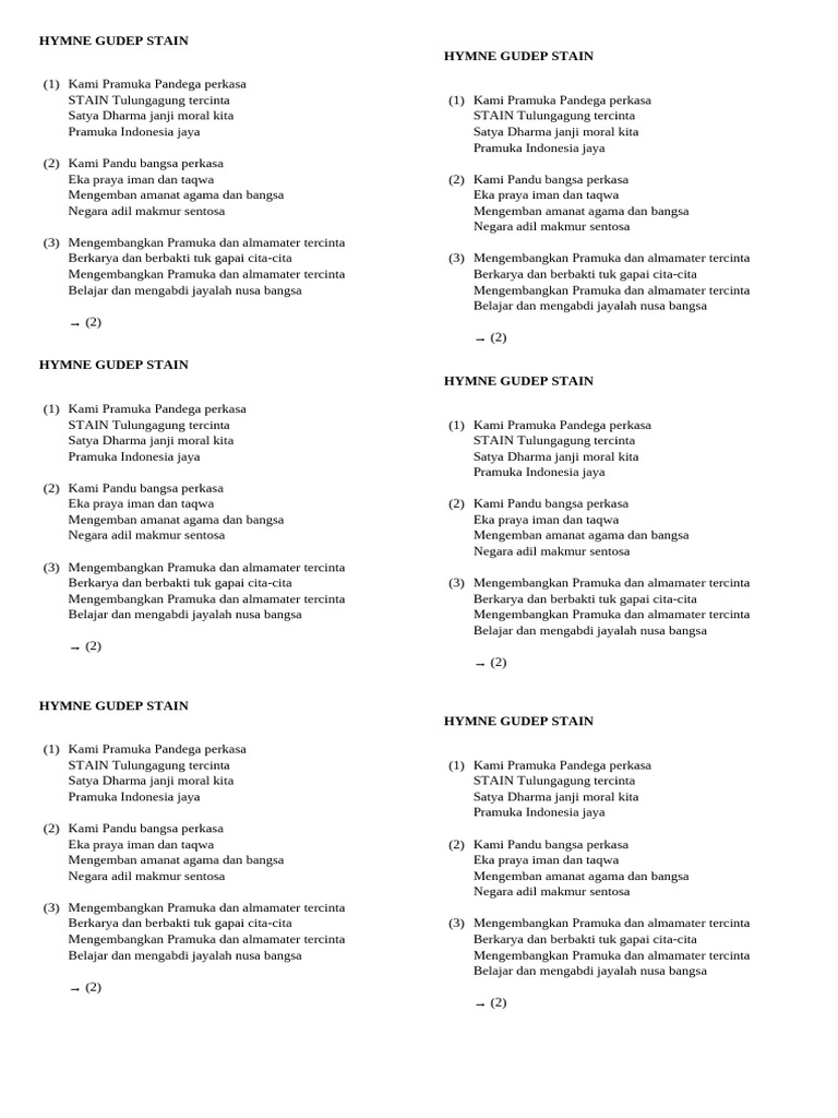 Hymne Gudep Stain | PDF