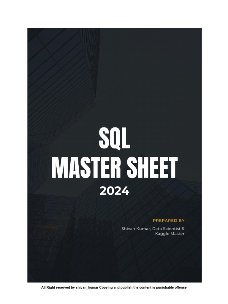 SQL_MASTER_SHEET_2024_updated | PDF | Database Index | Relational Database