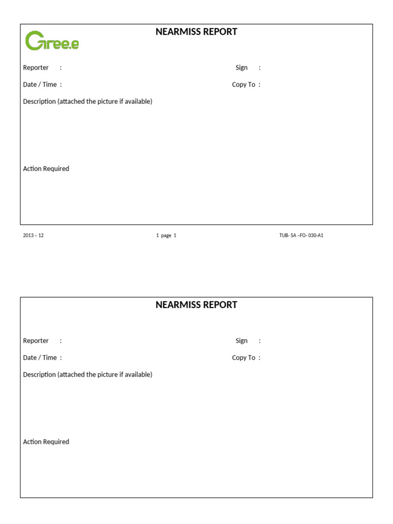 Nearmiss Report | PDF