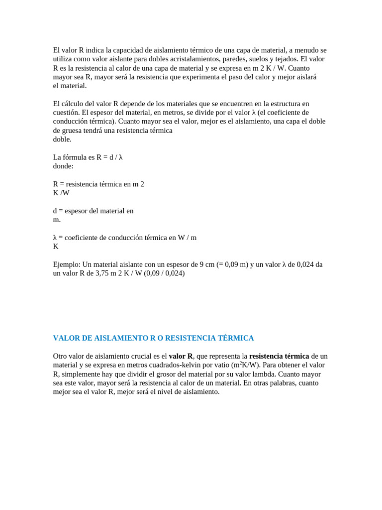 El Valor R Indica La Capacidad de Aislamiento | PDF