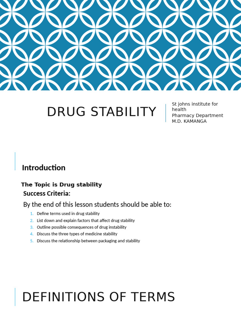 2. Drug Stability | PDF | Pharmaceutical Formulation | Hydrolysis