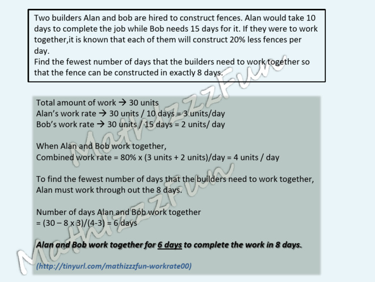 P5 math - Work Rate question and Solution | PDF