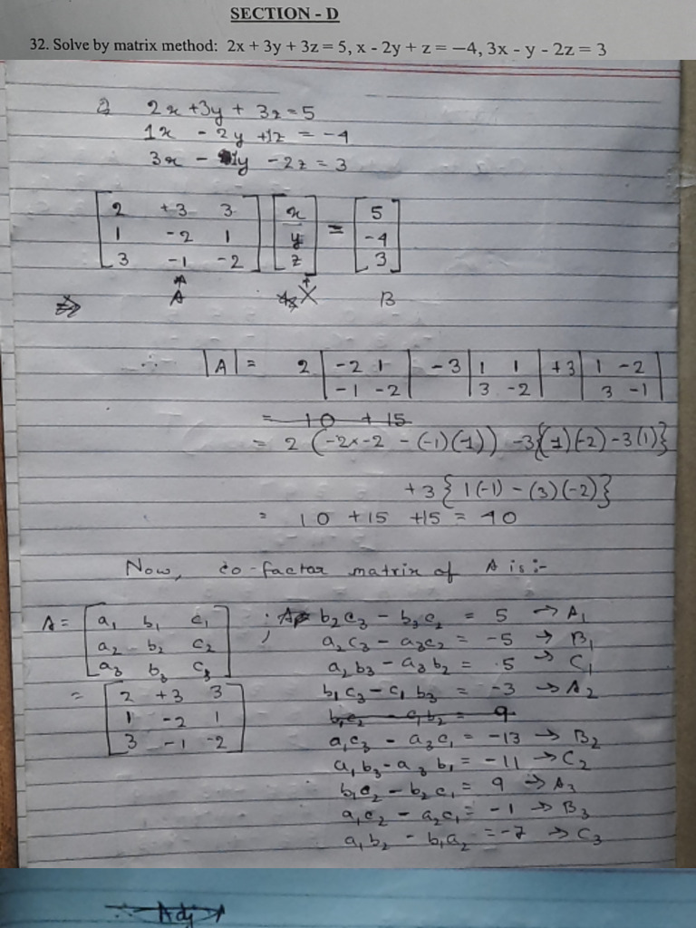 Matrix Method for Solving Equations | PDF | Determinant | Matrix Theory