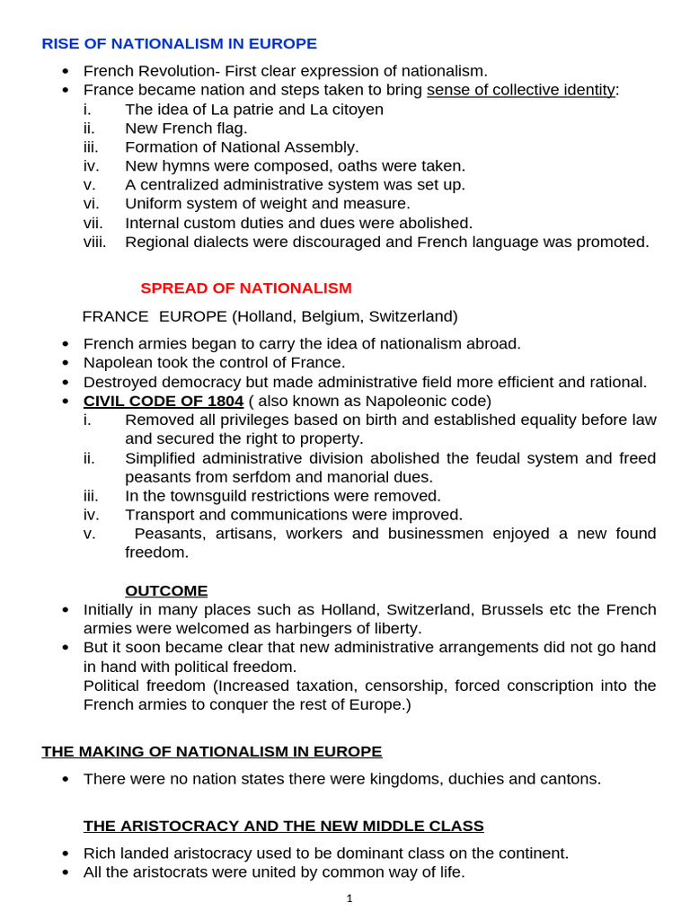 Rise of Nationalism in Europe | PDF | First French Empire | Conservatism