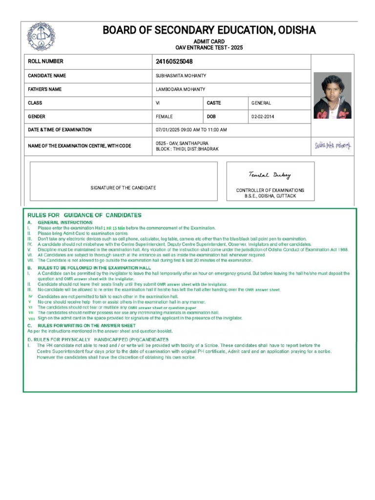 Admit Card | PDF