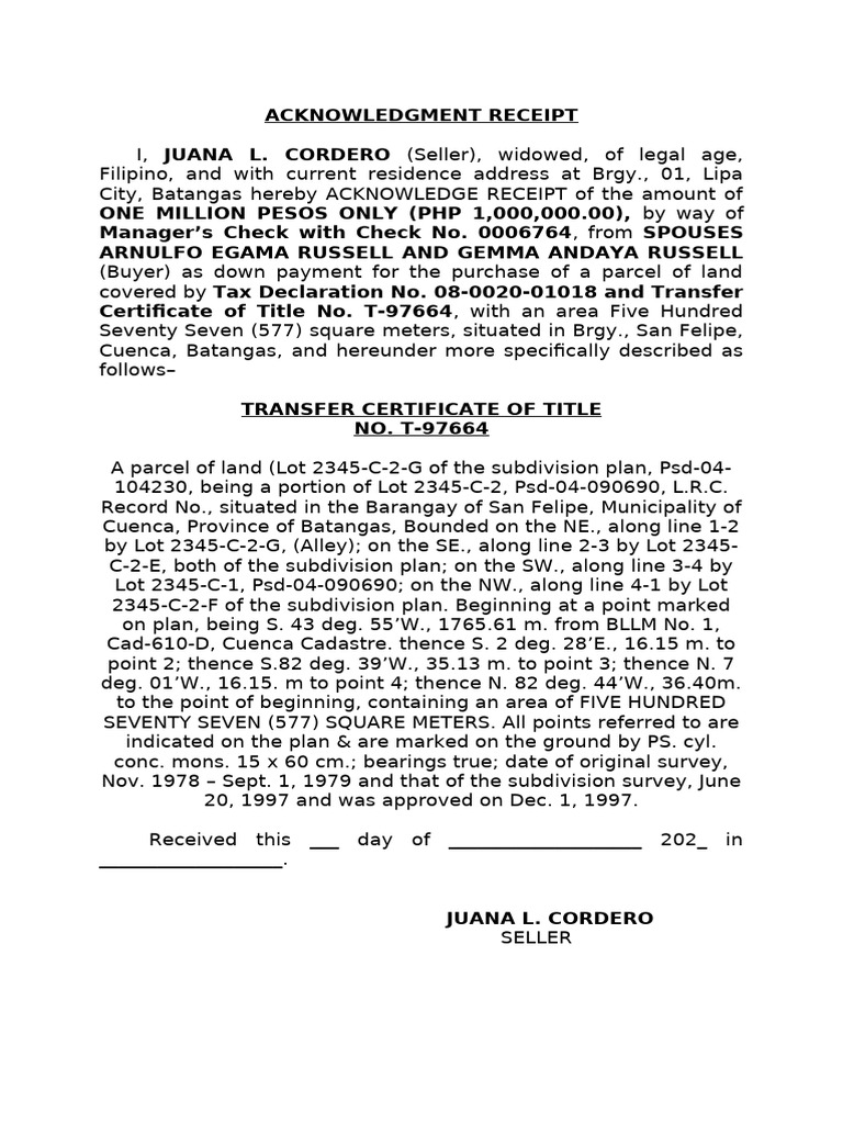 Acknowledgement Receipt | PDF