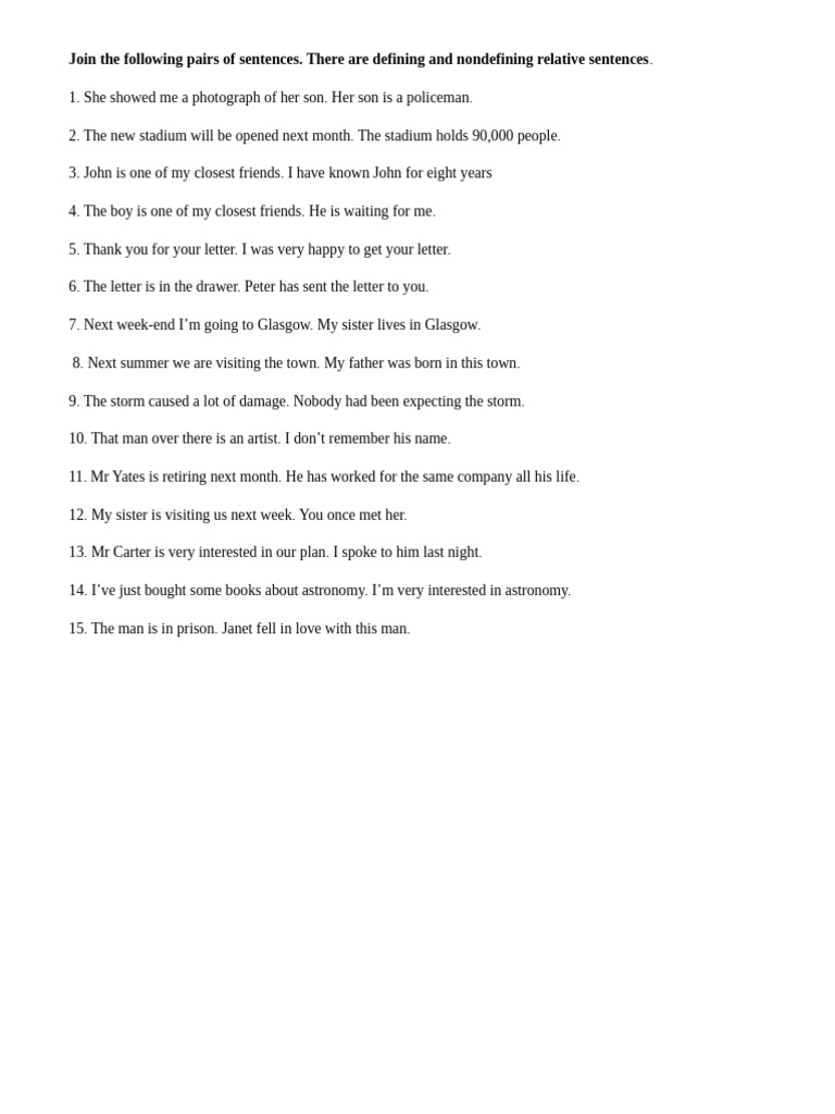 Defining and Non Defining Clause | PDF