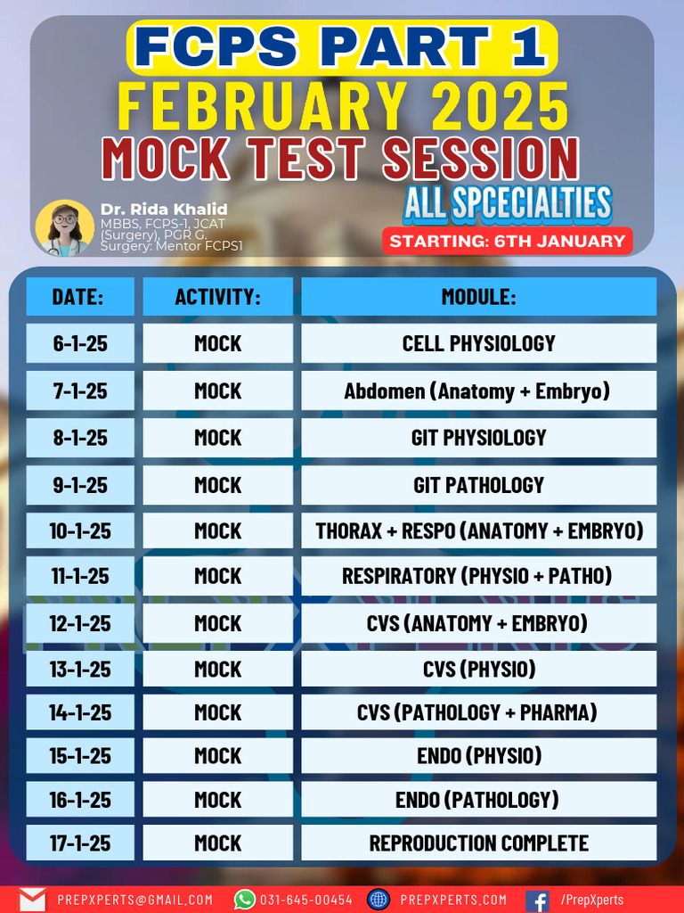 mock test schedule | PDF | Anatomy | Health Sciences