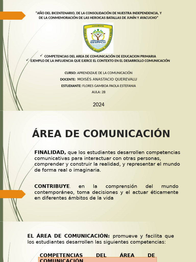 ACTIVIDAD INDIVIDUAL DE LAS COMPETENCIAS DEL AREA DE COMUNICACION | PDF | Comunicación | Aprendizaje