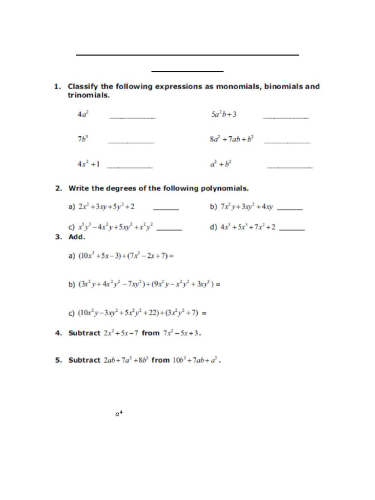 Class 8 Algebraic Expressions & Identities Ques Bank | PDF | Polynomial ... Class 8 Algebraic Expressions & Identities Ques Bank | PDF | Polynomial ...