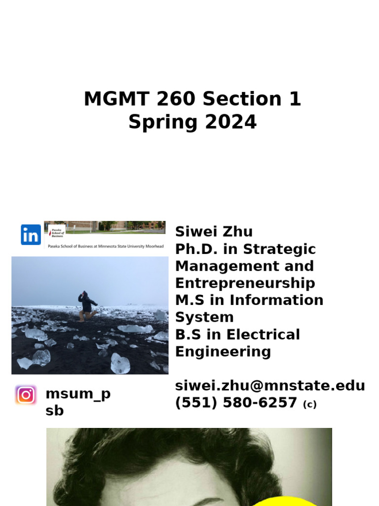 MGMT 260 Week 1-1 Course Overview 01092024 | PDF | Learning