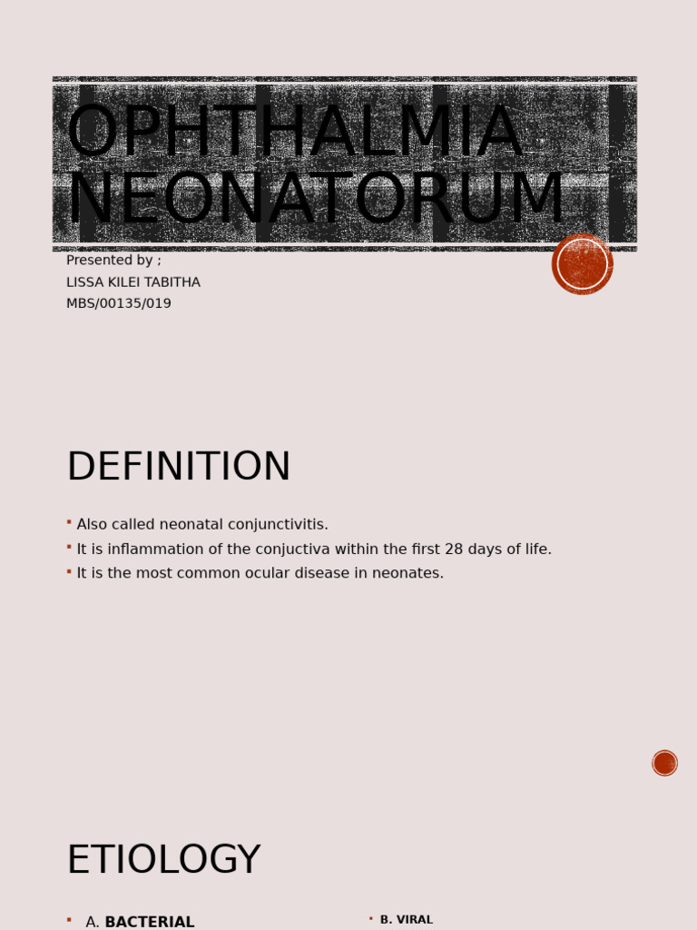 Neonatal Conjunctivitis Overview | PDF | Diseases And Disorders ...