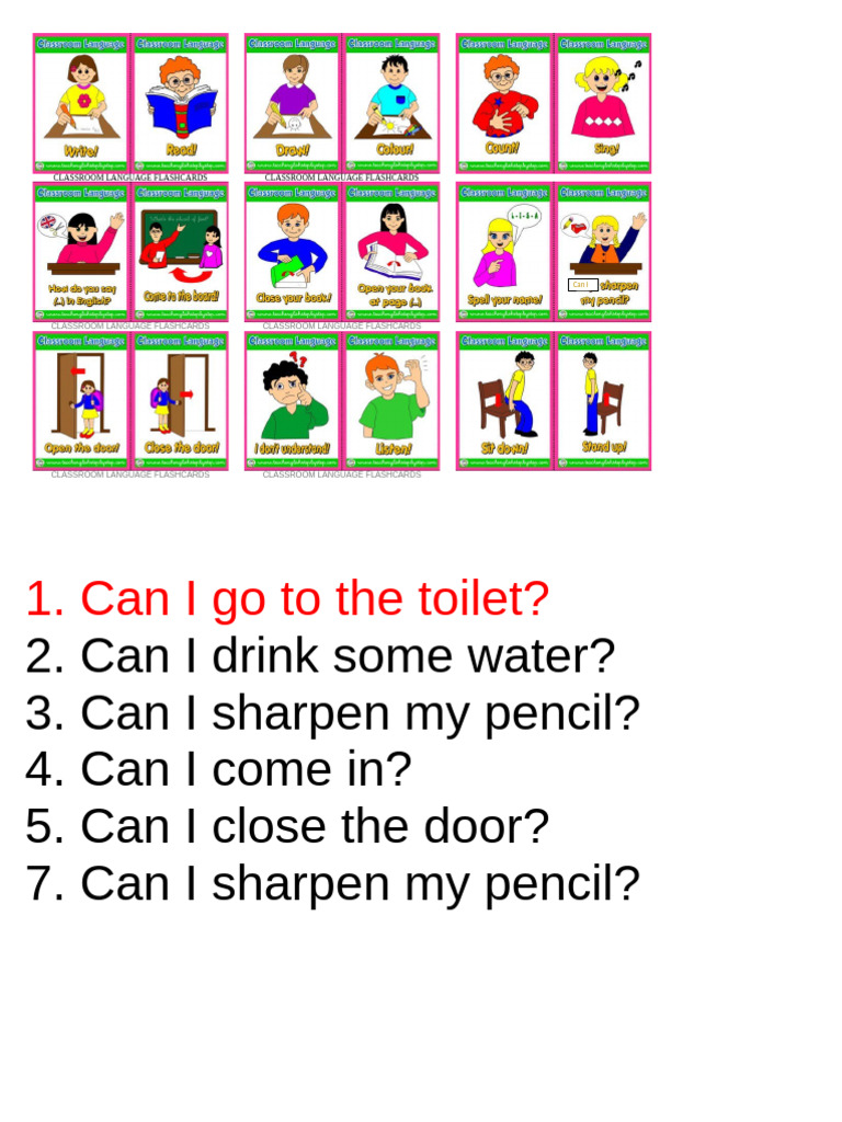 Classroom Language Flashcards | PDF