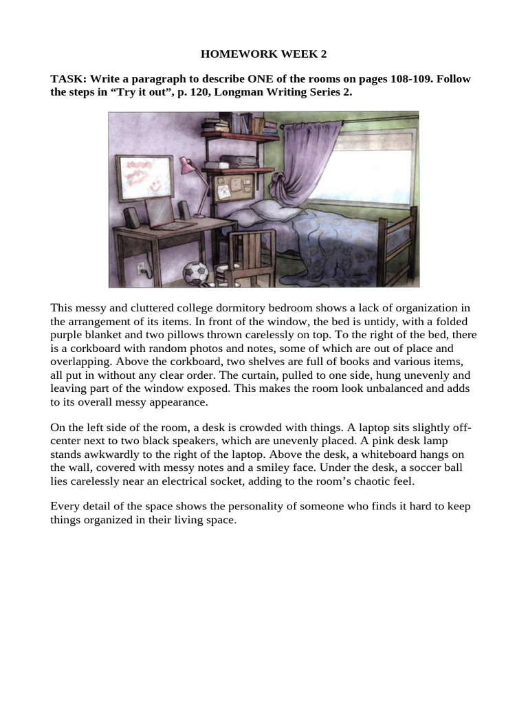 Cluttered College Dorm Room Description | PDF