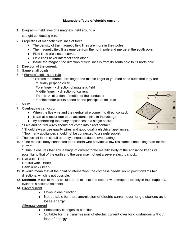magnetic effects of electric current Q A-1 | PDF | Electric Current ...