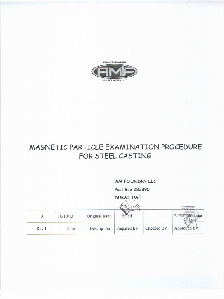 Magnetic Particle Procedure | PDF